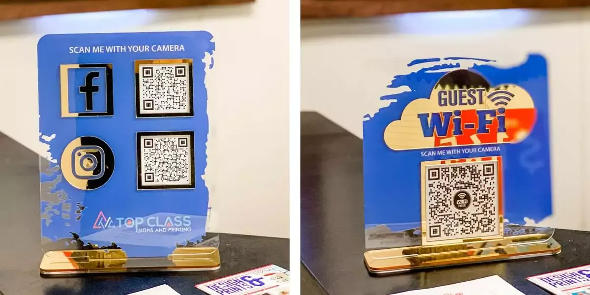 3D social media signboard and WI-fi signboard with QR code